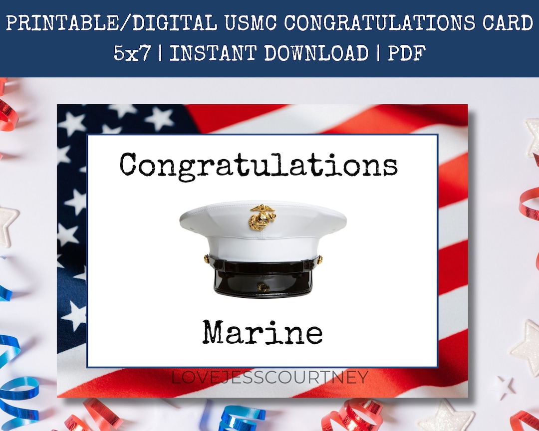Congratulations Marine Printable 5x7 Card U.S. Marine Corps Boot Camp ...