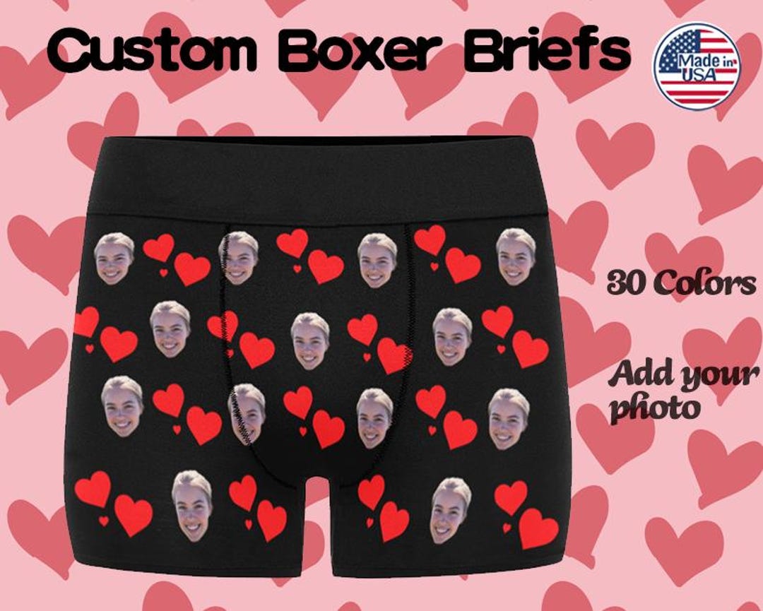 Custom Face Boxer Briefs, Valentine's Day, Personalized Men's Underwear ...