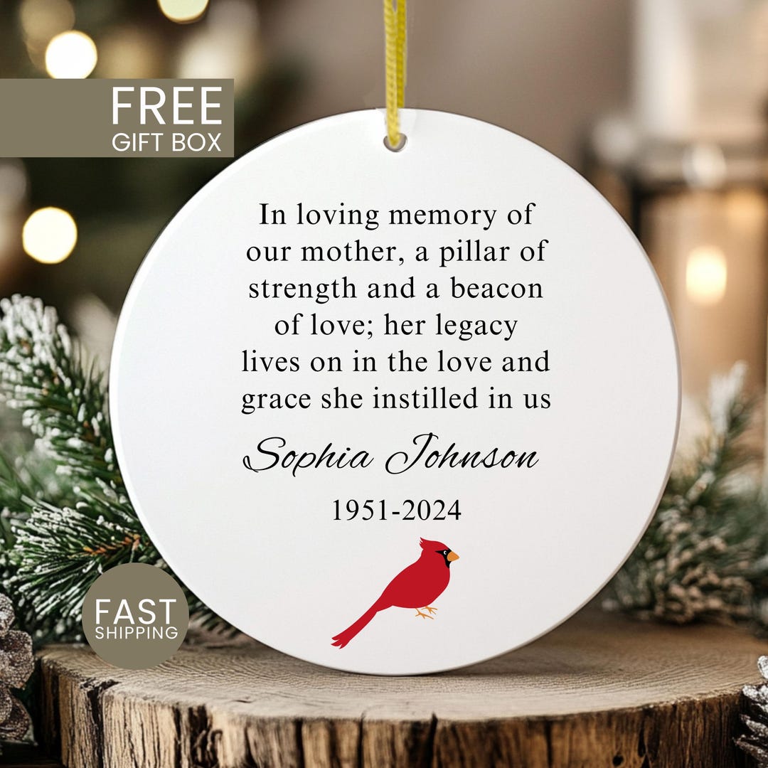 Personalized Memorial Christmas Ornament for Loss of Loved One Cardinal ...