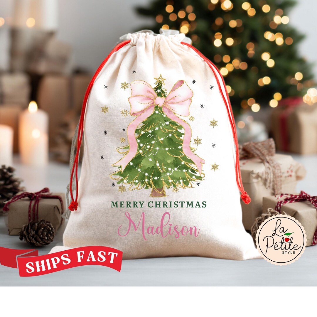 Girls Merry Christmas Santa Sack Personalized Kids Christmas Sack ...