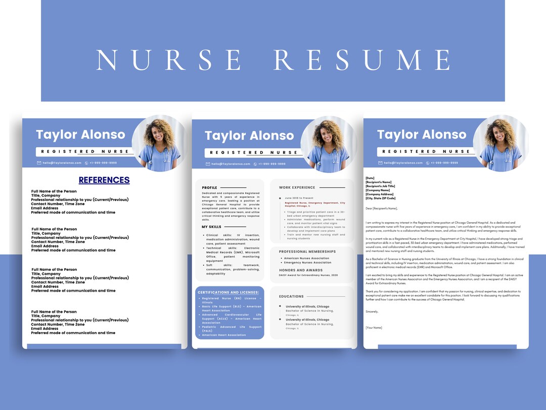 Nurse Resume Template - Modern Editable Cover Letter, Ats-optimized ...