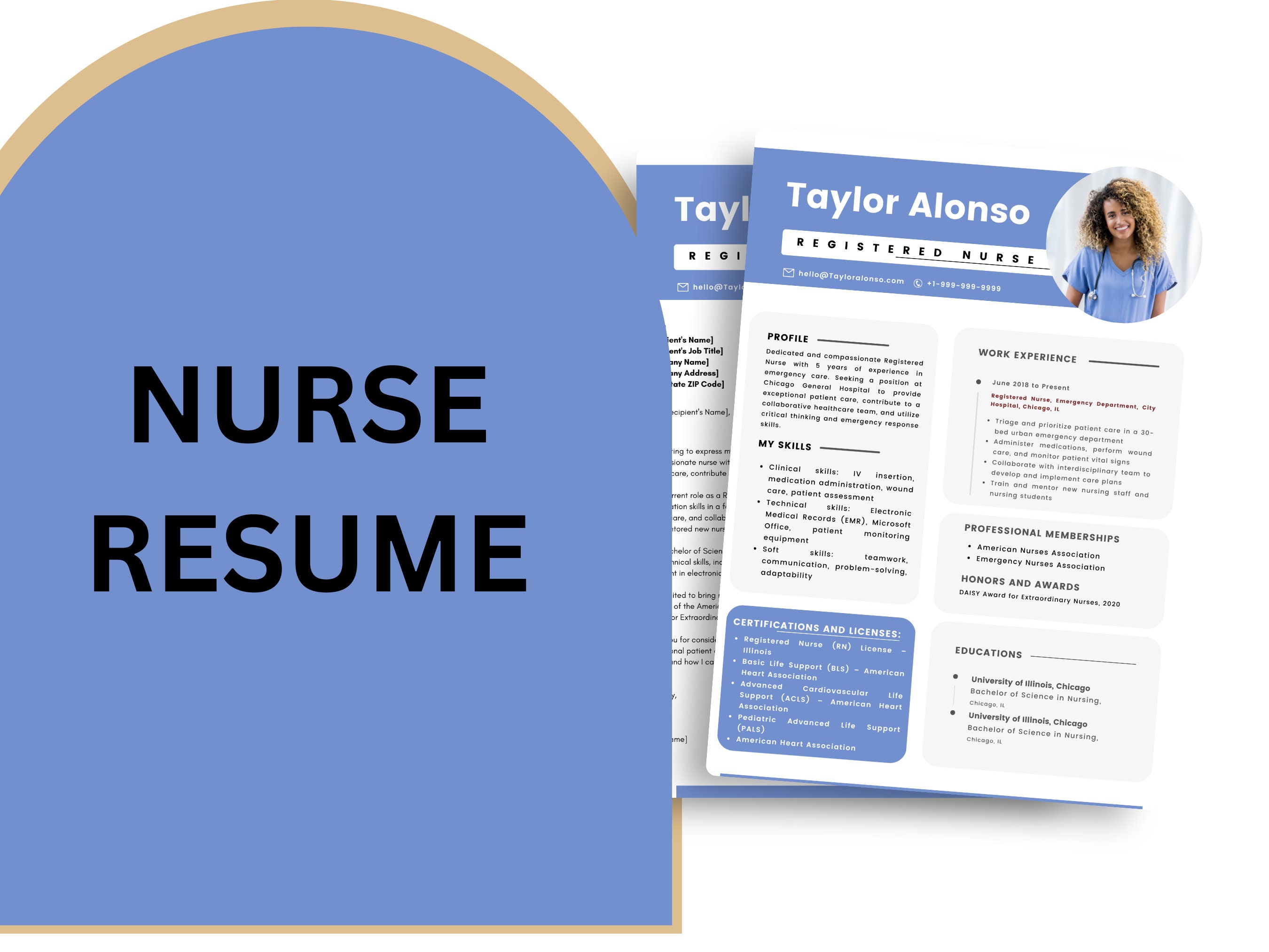 Nurse Resume Template Modern Editable Cover Letter, Ats-optimized ...