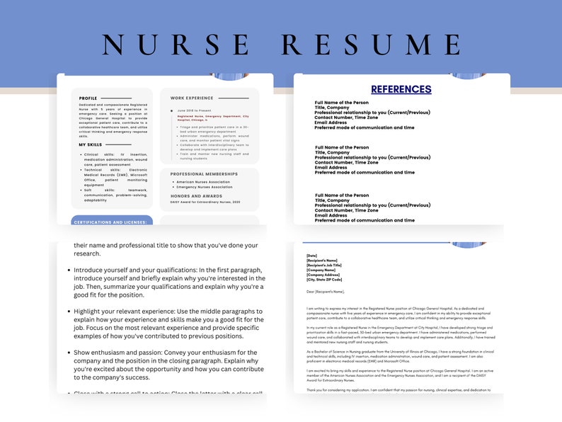 Nurse Resume Template Modern Editable Cover Letter, Ats-optimized ...