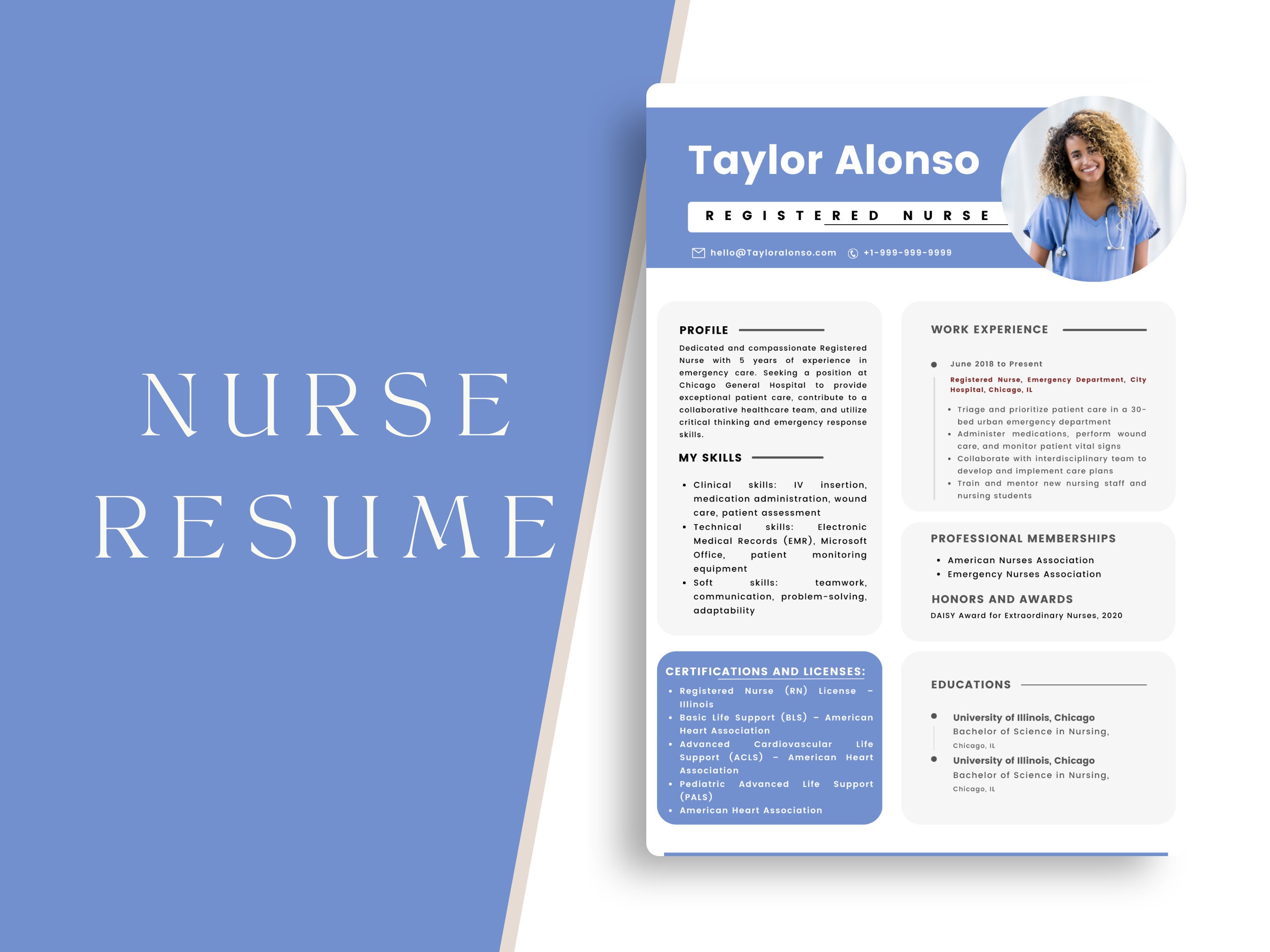 Nurse Resume Template - Modern Editable Cover Letter, Ats-optimized ...
