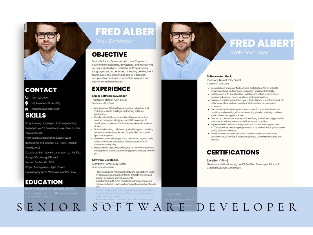2023 Software Developer Job Resume - Photo. ATS Optimized Resume for ...