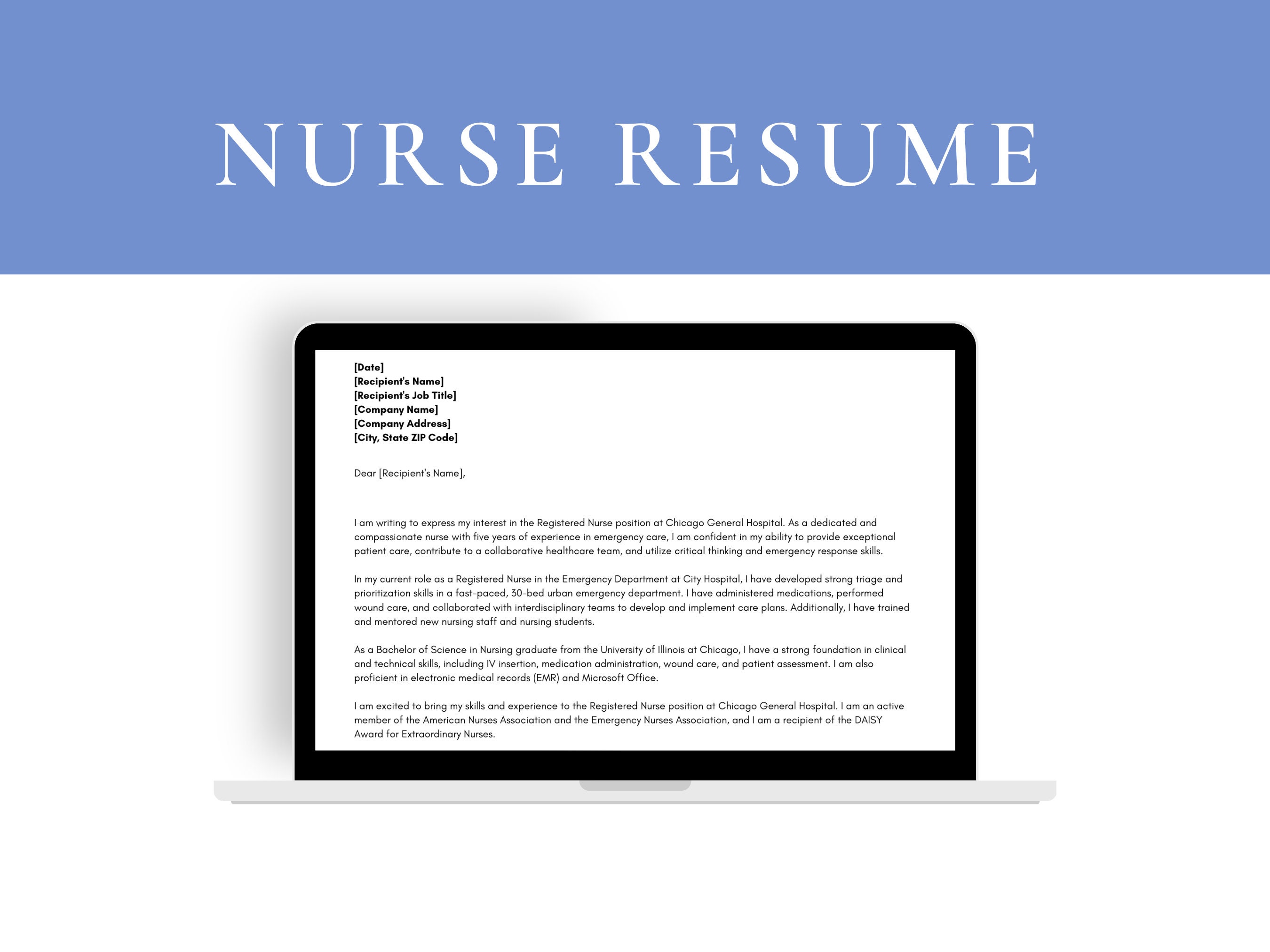 Nurse Resume Template Modern Editable Cover Letter, Ats-optimized ...