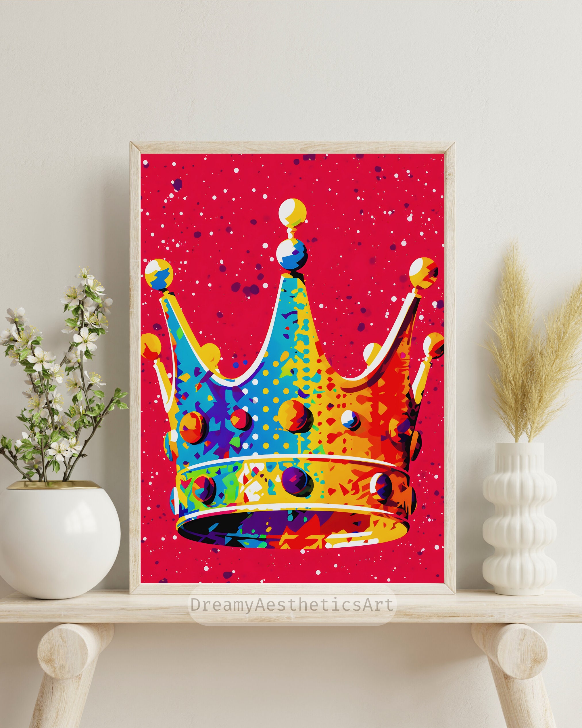 Princess & Prince Crown Art Print Rainbow Crown Painting - Etsy