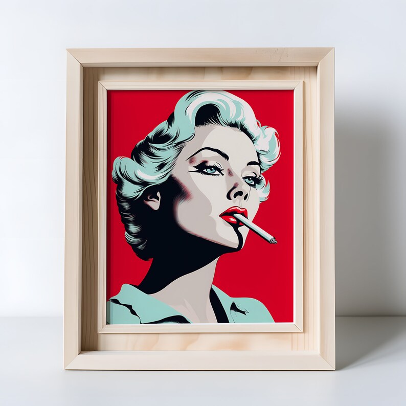 1960s Vintage Pop Art of a Woman Smoking Comic Style Wall - Etsy
