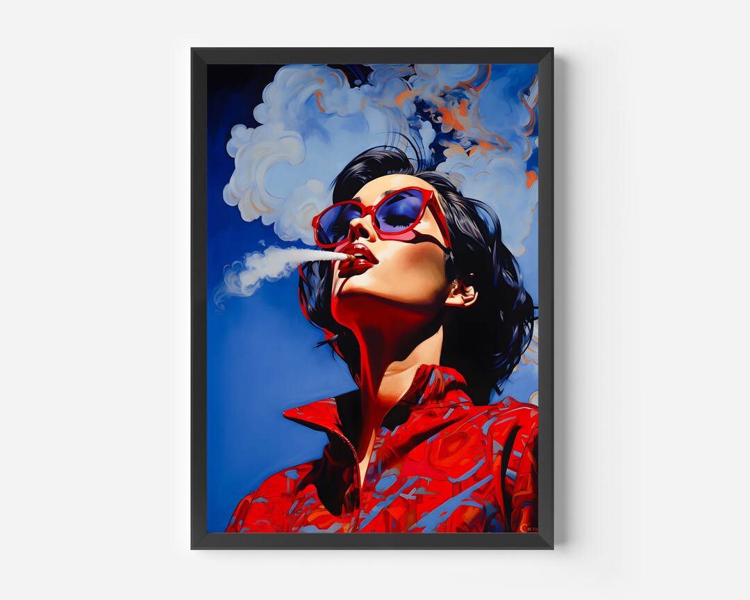 Vintage Cigarette Smoking Girl Art, Pop Art Wall Decor, Museum Poster ...
