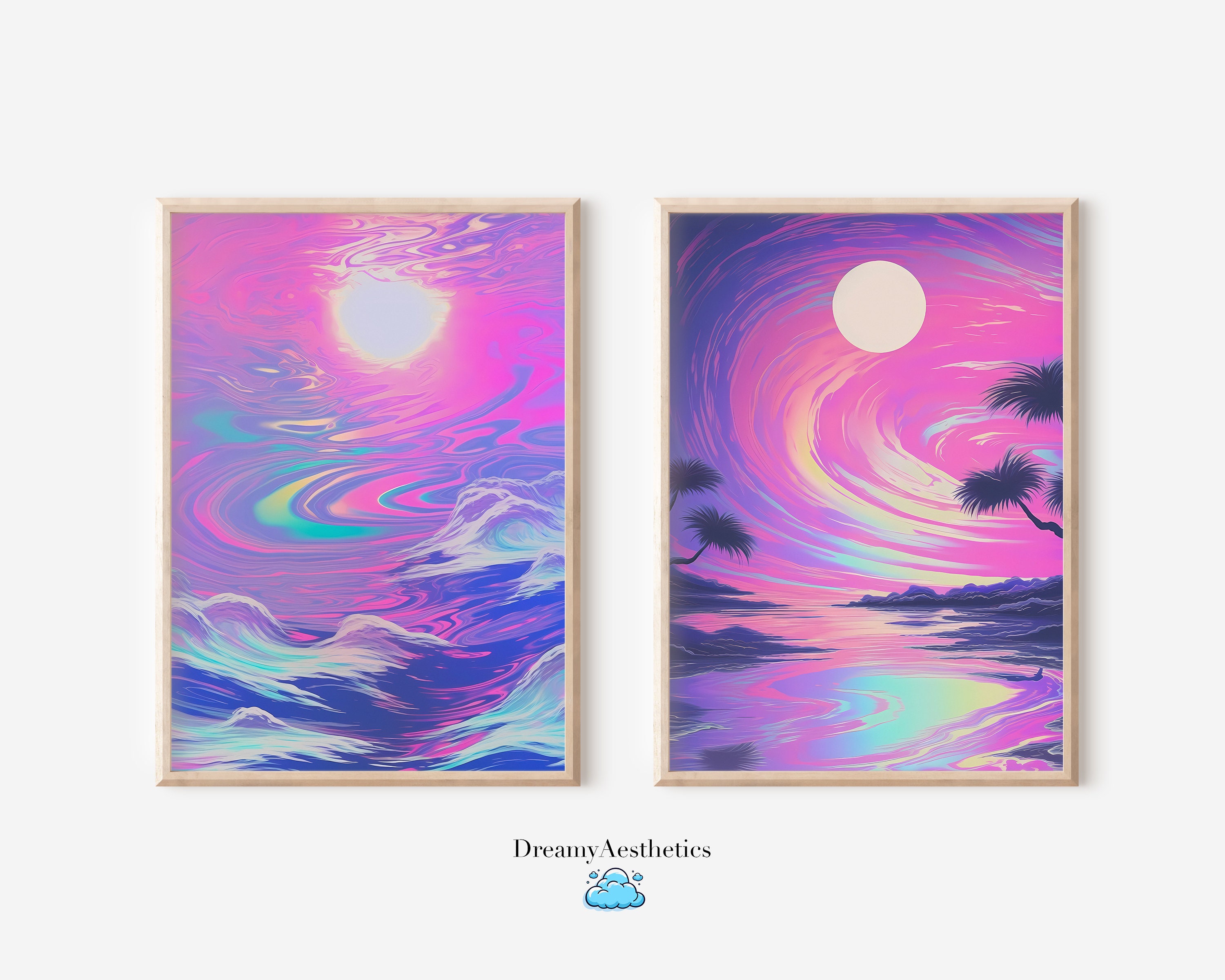 Euphoric Rainbow Gallery Wall Art Set, 10 Psychedelic Oil Spill ...