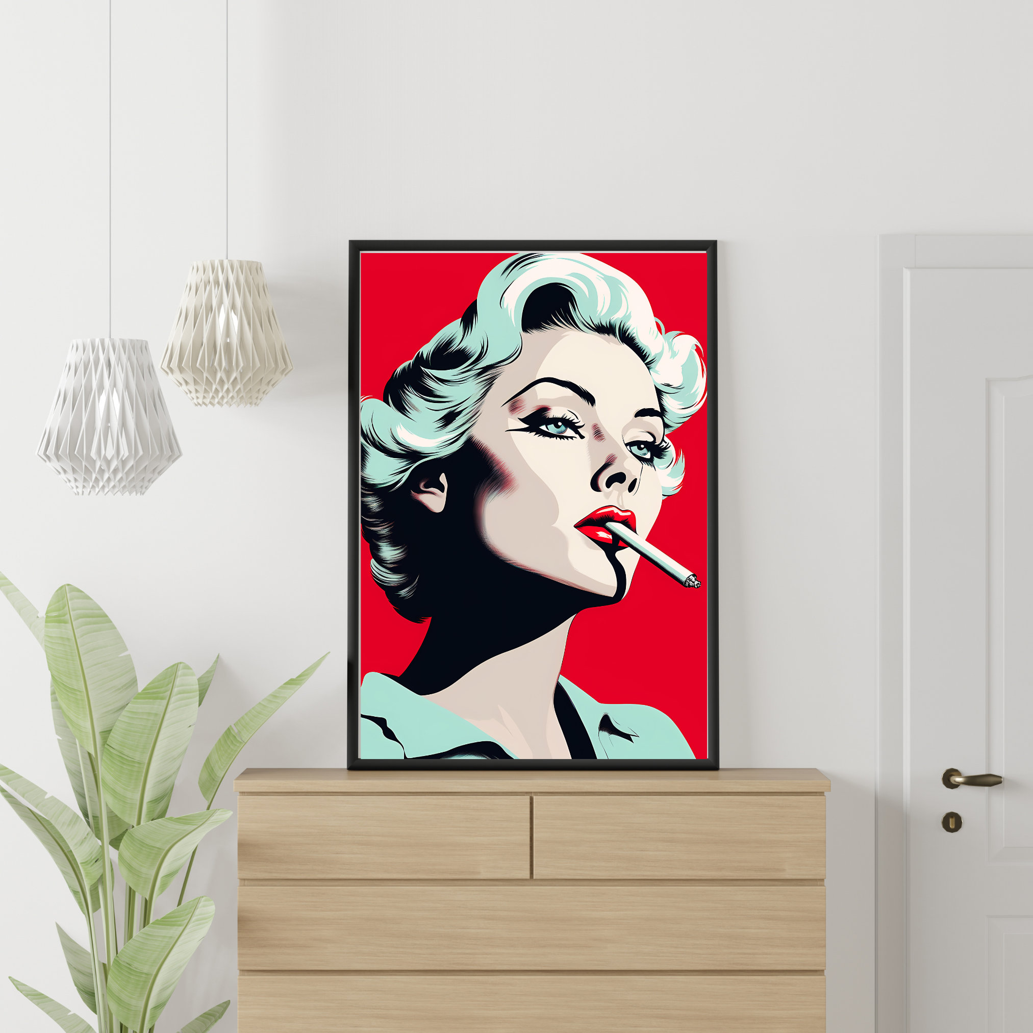 1960s Vintage Pop Art of a Woman Smoking Comic Style Wall - Etsy