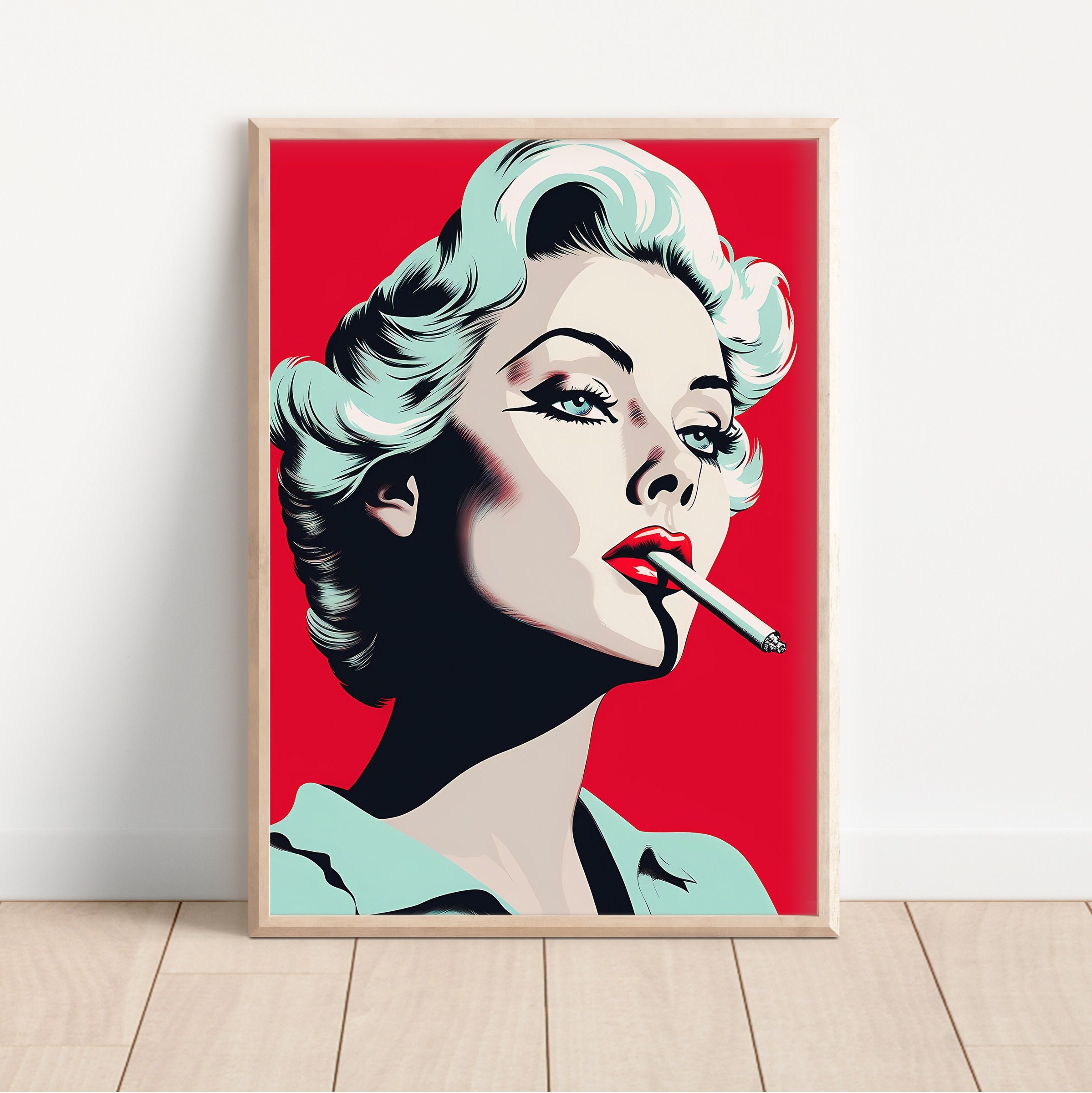 1960s Vintage Pop Art of a Woman Smoking Comic Style Wall - Etsy