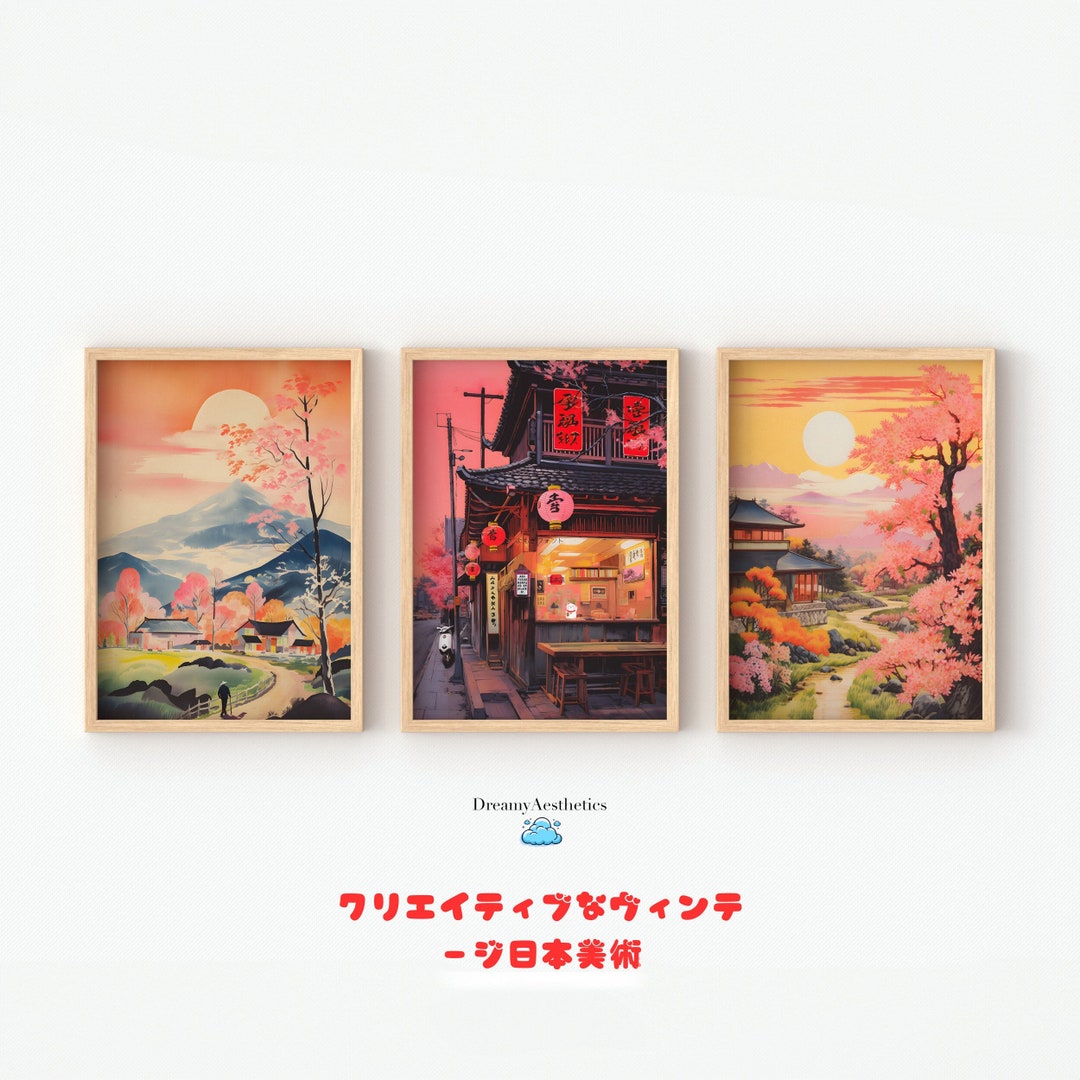 Vintage Japanese Ukiyo-e Posters - Set of 3 Japanese Art Print ...