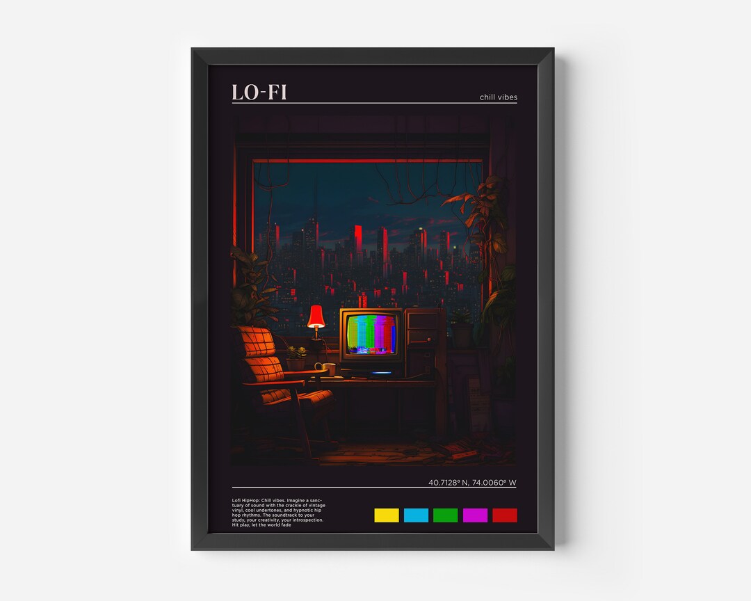 Lofi Aesthetic Printable Wall Art, Chill Vibe Decor, Music Lover Gift ...