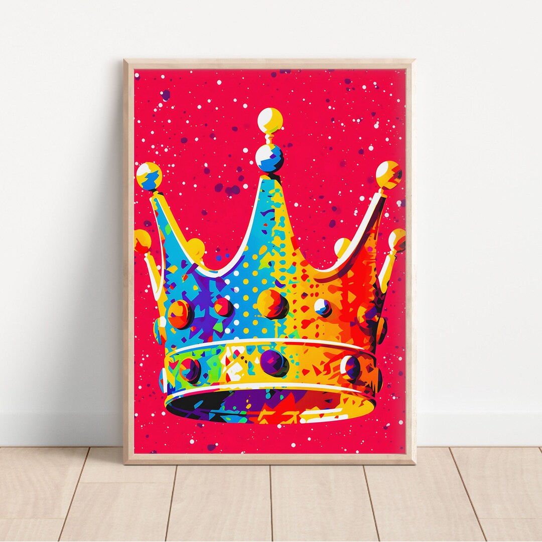 Princess & Prince Crown Art Print, Rainbow Crown Painting, Digital ...