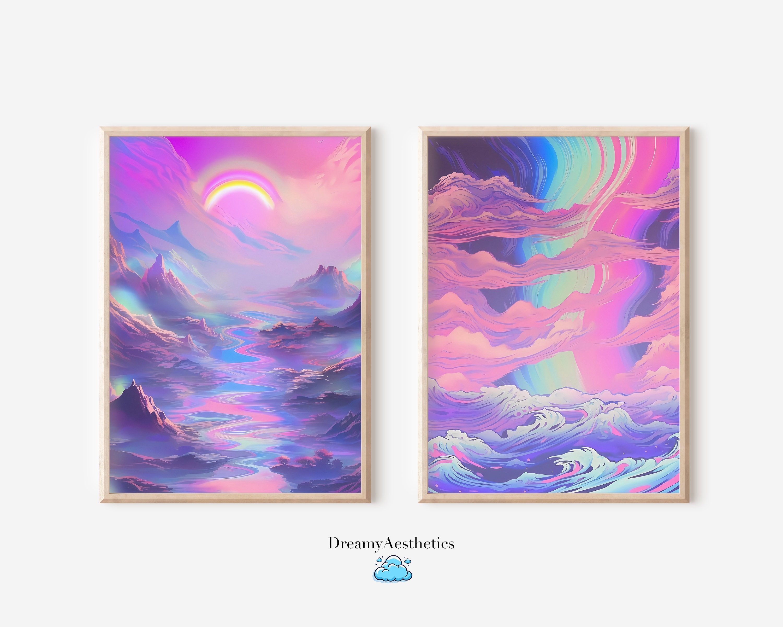 Euphoric Rainbow Gallery Wall Art Set, 10 Psychedelic Oil Spill ...
