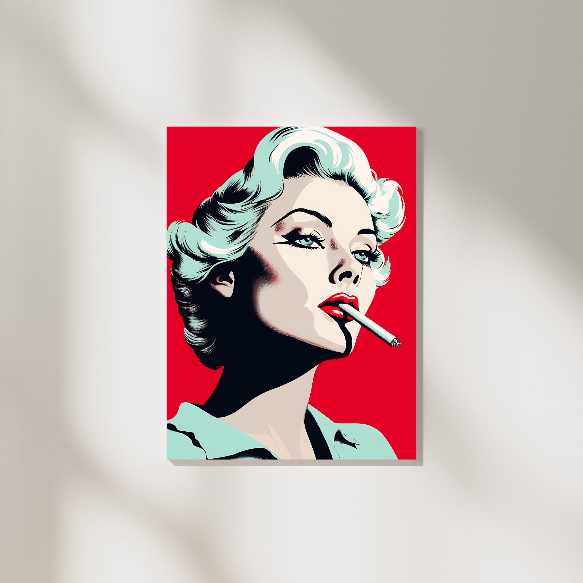 1960s Vintage Pop Art of a Woman Smoking Comic Style Wall - Etsy