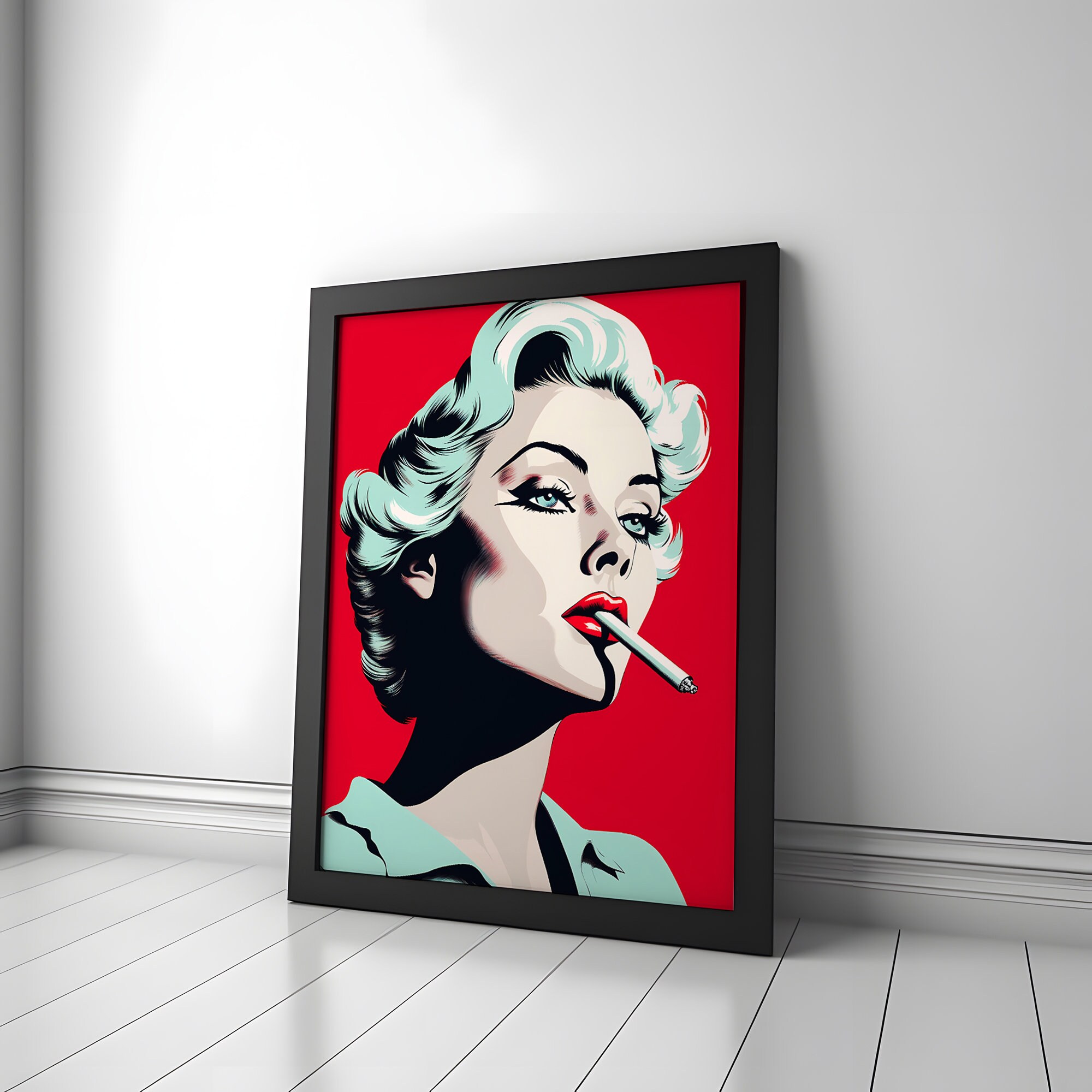 1960s Vintage Pop Art of a Woman Smoking Comic Style Wall - Etsy