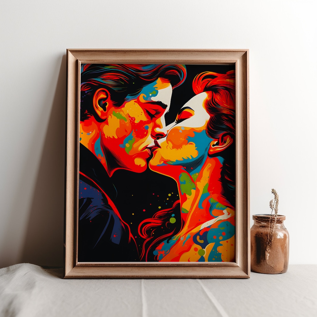 Kissing Wall Art, Couple Kiss Art, Love Art, Kissing Digital Download ...