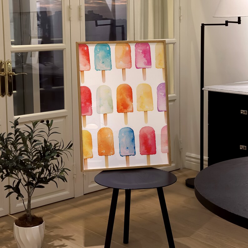 Popsicle Watercolor Print, Dessert Nursery Art, Summer Kitchen Art ...