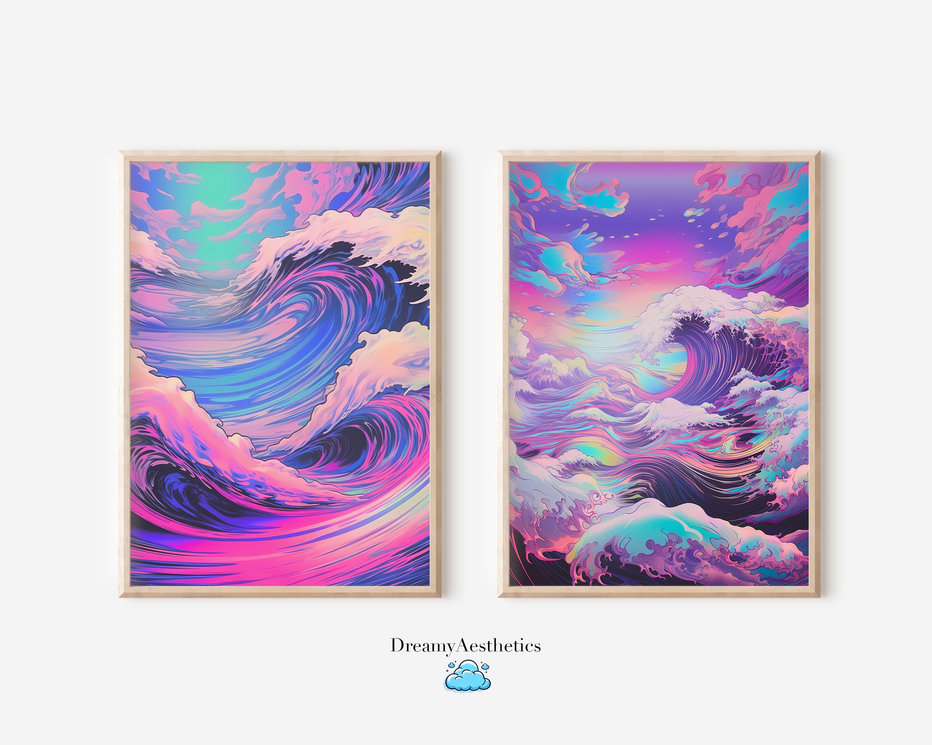 Euphoric Rainbow Gallery Wall Art Set, 10 Psychedelic Oil Spill ...