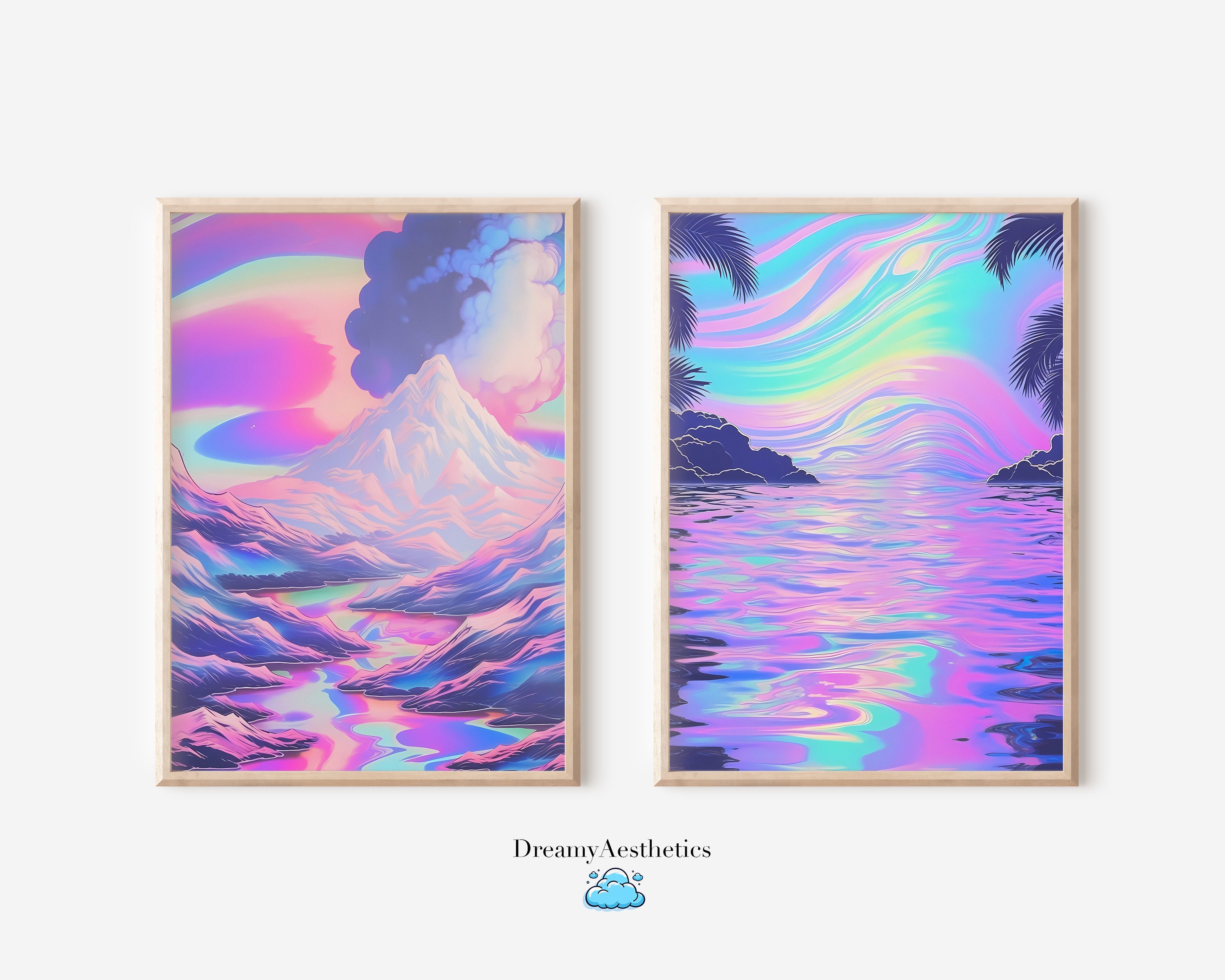 Euphoric Rainbow Gallery Wall Art Set, 10 Psychedelic Oil Spill ...