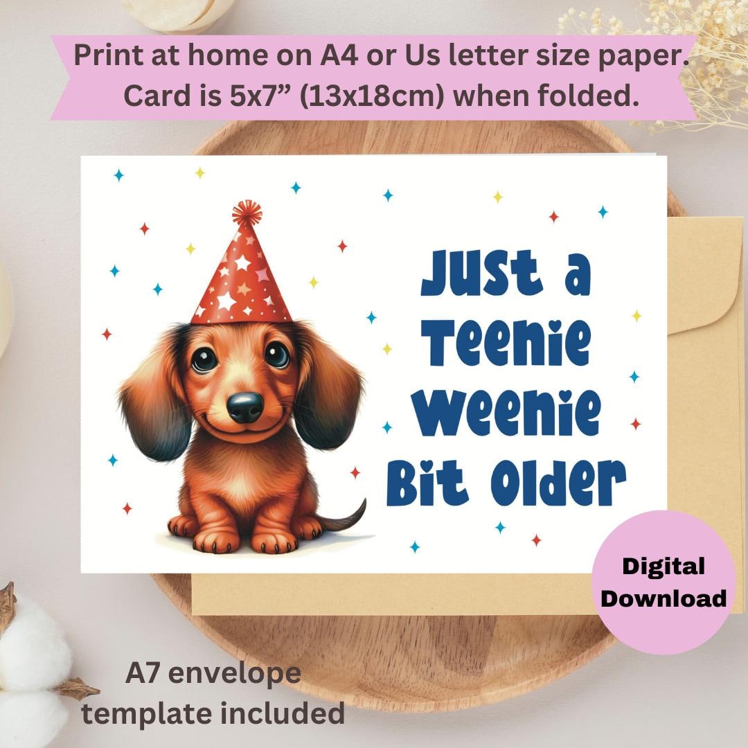 Dachshund Birthday Card Digital, Printable Birthday Card, Best Friend ...