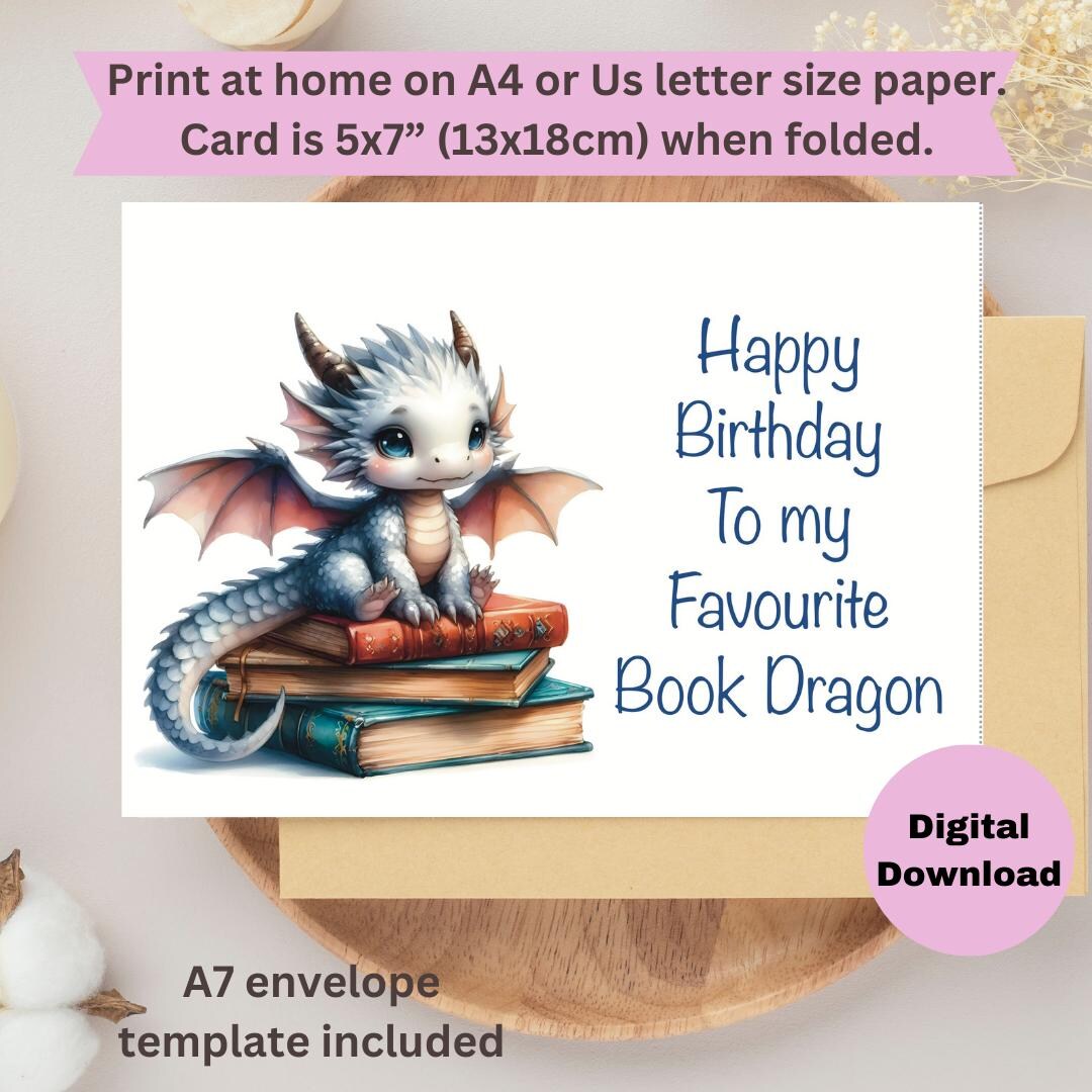 Bookish Birthday Card Digital, Printable Birthday Card, Book Lover ...