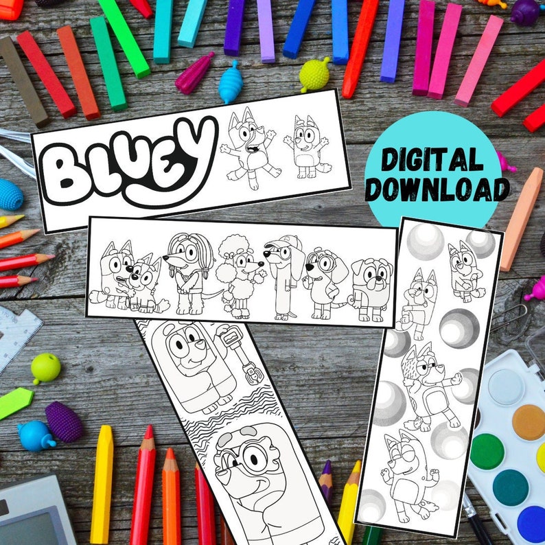 Printable Bluey Coloring Bookmarks Bluey Printable Printable - Etsy