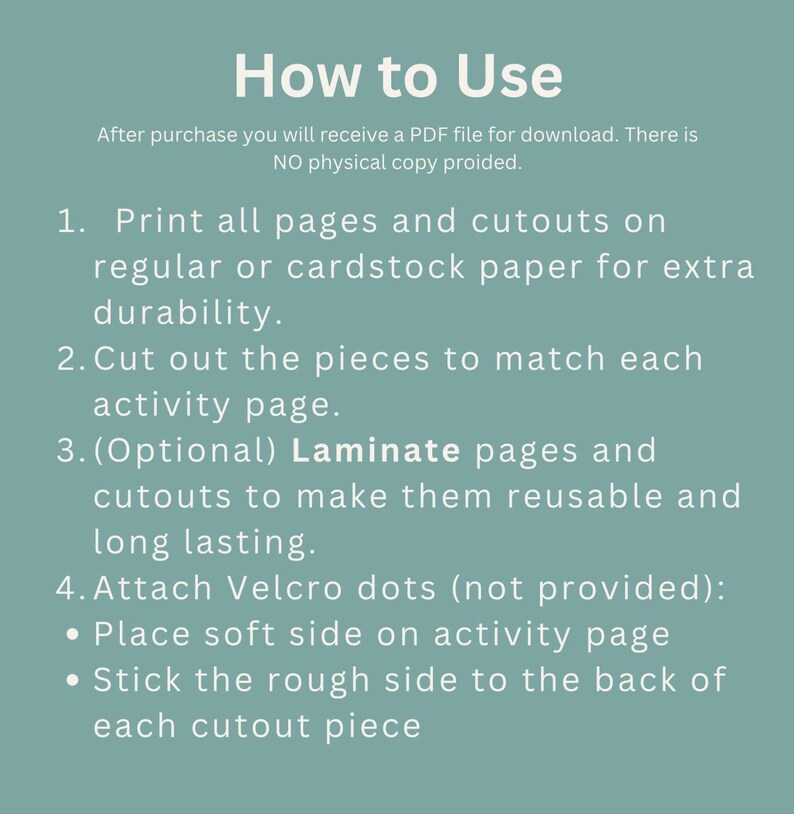 Toddler Busybook Printable PDF | Velcro Learning Binder | Preschool ...