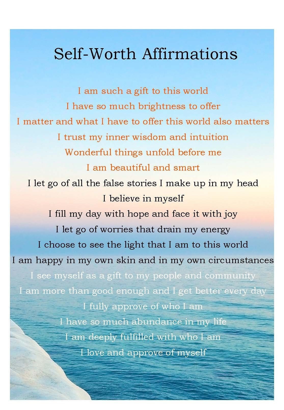 Self-love Affirmations Print: Daily Positive Motivation - Etsy