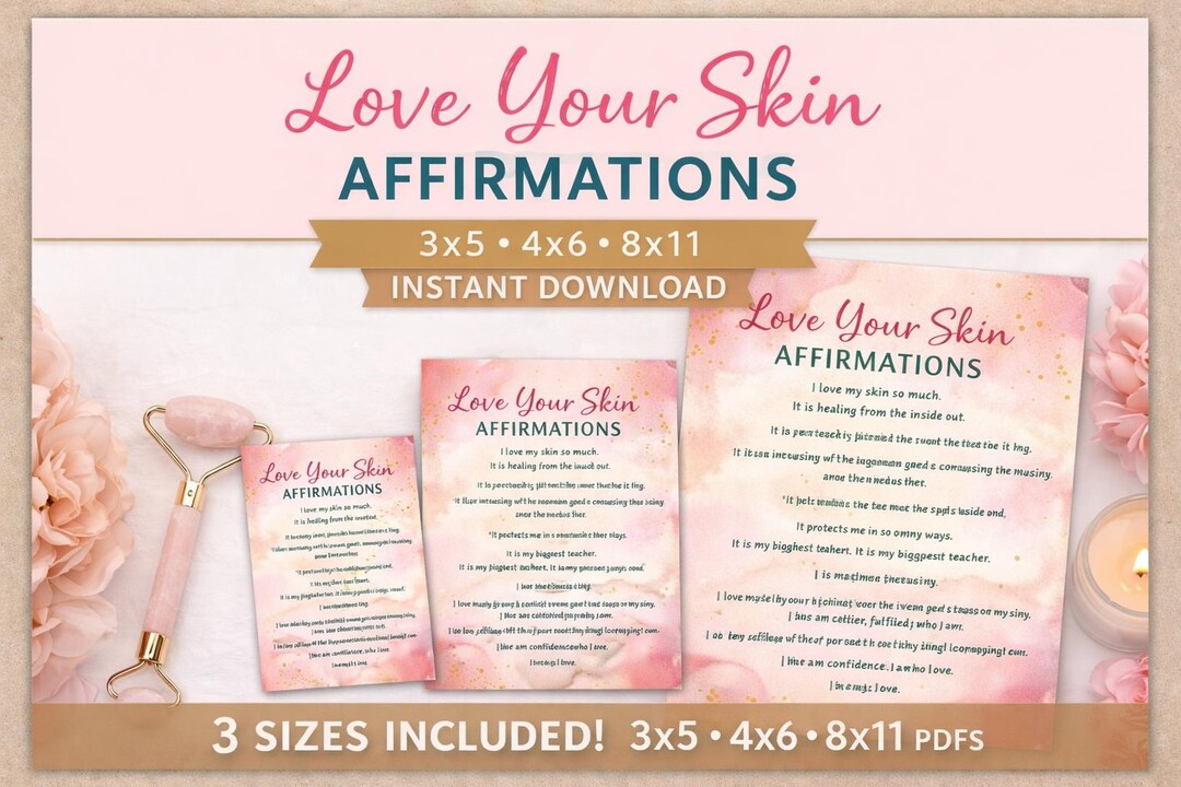 Love Your Skin Affirmations Printable | Skin Healing, Self-love & Body ...