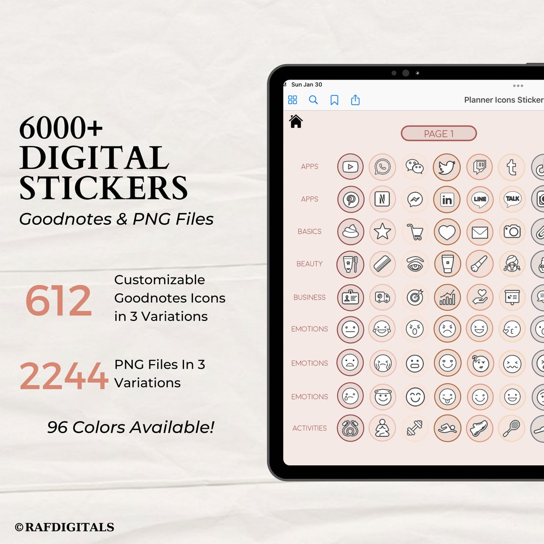 6000+ Goodnotes Icons Sticker + Png's | Productivity & Functional ...