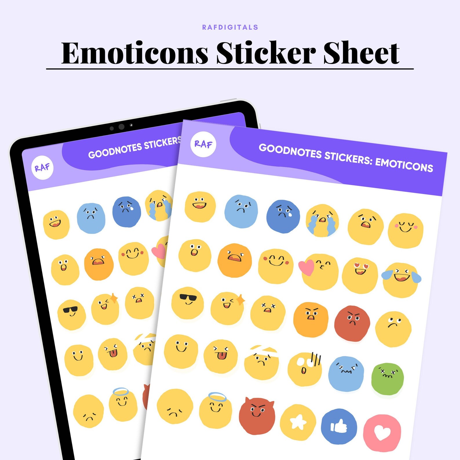 Goodnotes Emoji Sticker Sheet ||fun Emoji Color Design || Instant ...