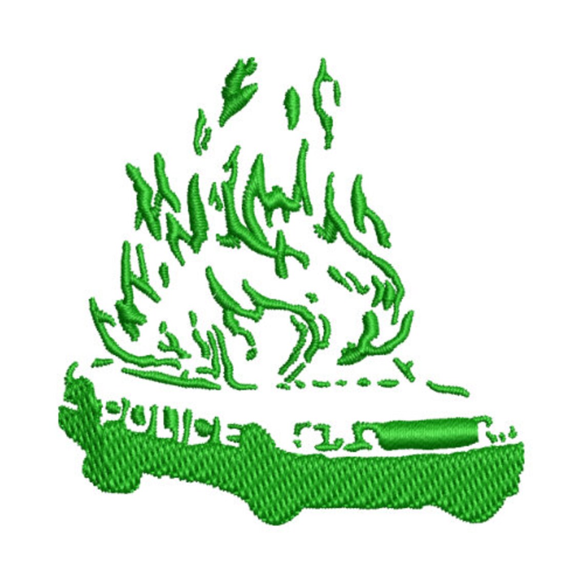 Flaming Fire Car Police Cop Embroidery Digitized File Instant Download ...