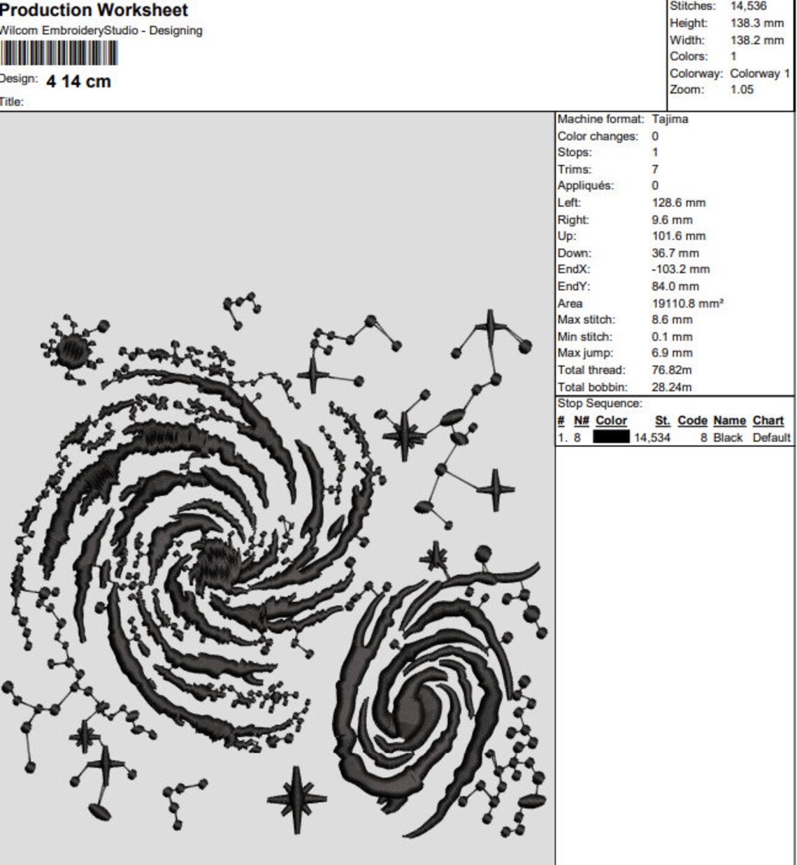 Galaxy Digitised Embroidery Design With Stars Milky Way Machine ...