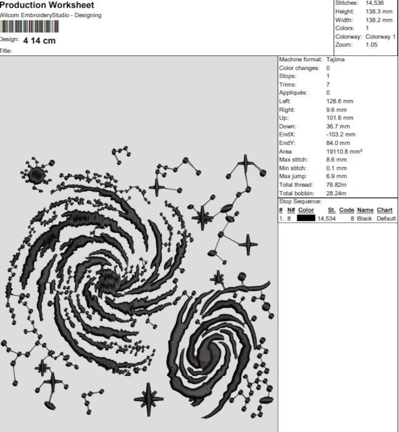 Galaxy Digitised Embroidery Design With Stars Milky Way Machine ...