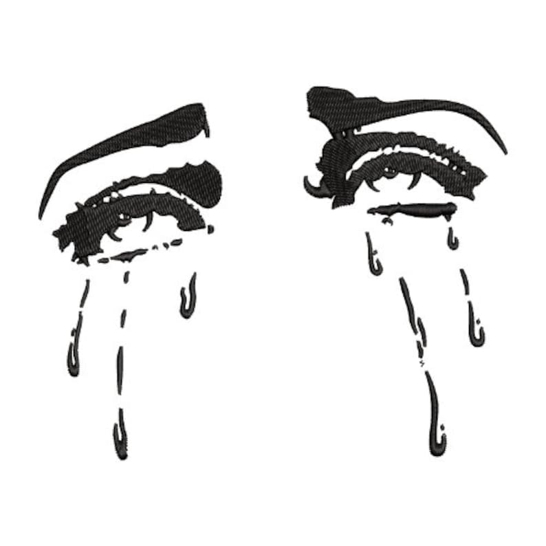 Crying Sad Upset Eyes Embroidery Digital Digitised File Instant ...