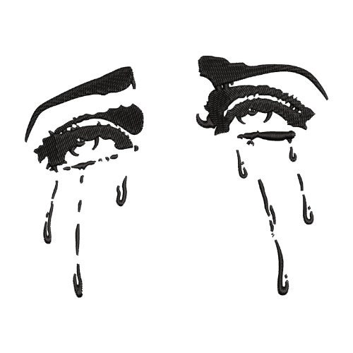 Crying Sad Upset Eyes Embroidery Digital Digitised File Instant ...