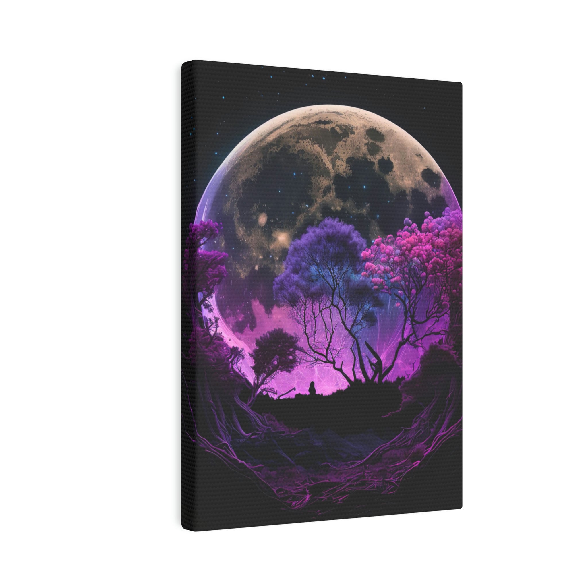 Night Full Moon Canvas Wall Art, Office Room Decor, Purple Tree and ...