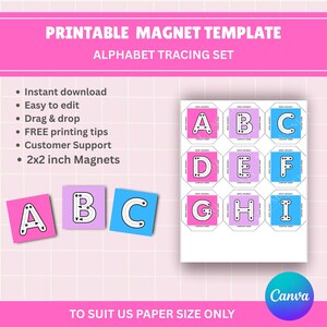 Alphabet Magnets Tracing Template - Etsy