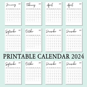2024 Calendar Printable Blank Design Monthly Calendar Monday - Etsy