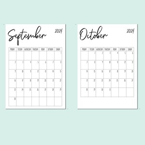 2024 Calendar Printable Blank Design Monthly Calendar Monday - Etsy