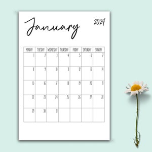 2024 Calendar Printable Blank Design Monthly Calendar Monday - Etsy