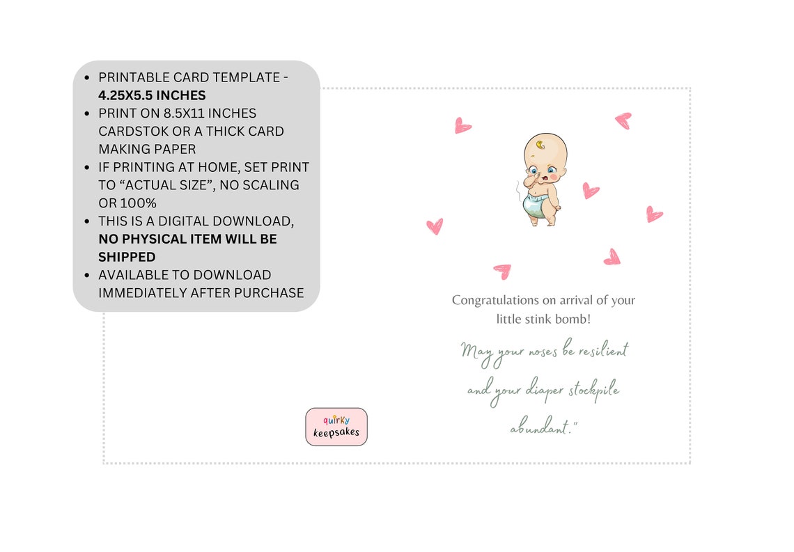 Baby Shower | Digital Download & Printable Card | Funny New Baby Card ...