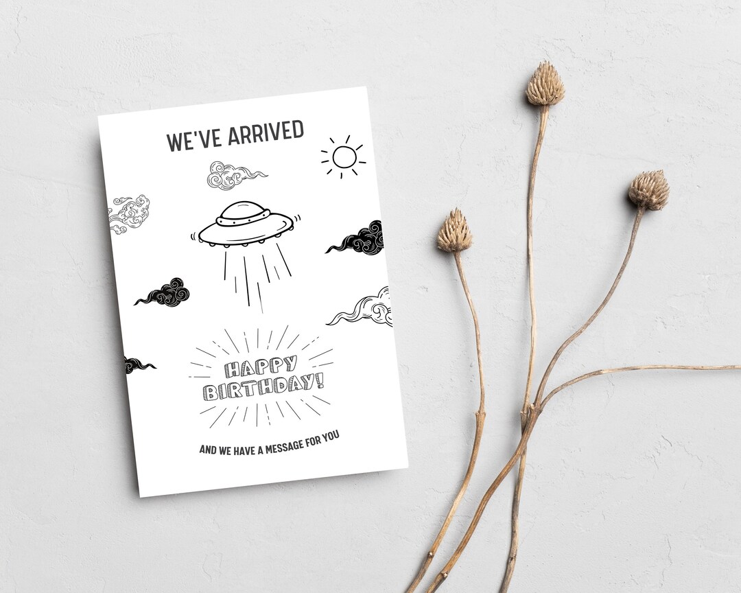 Funny Birthday Card | Alien Spaceship, Printable (digital Download) - Etsy