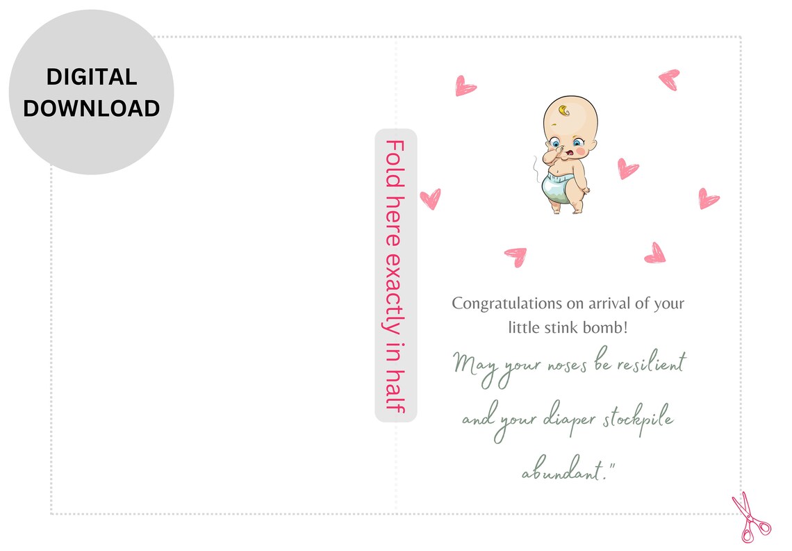 Baby Shower | Digital Download & Printable Card | Funny New Baby Card ...
