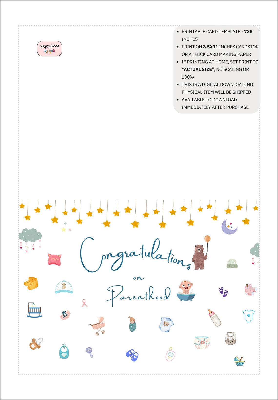 Baby Shower | Digital Download & Printable Card | Funny New Baby Card ...