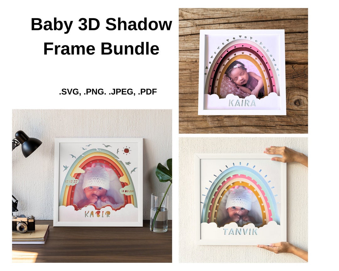 SVG Bundle, 3D Custom Baby Stats Shadow Box, Baby Birth Shadow Box ...