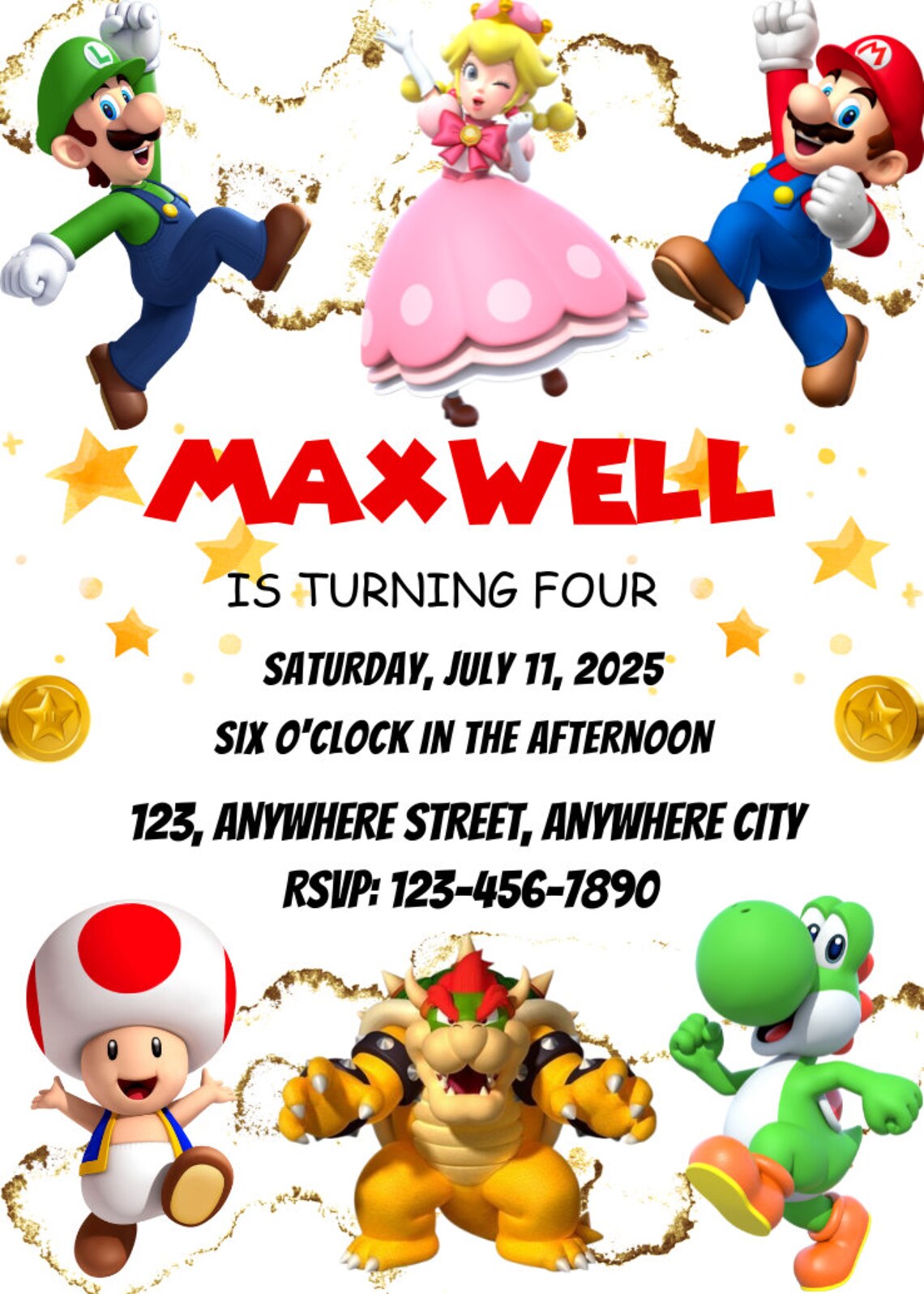 Super Mario Birthday Invitation Mario Bros Birthday Digital Invitation ...